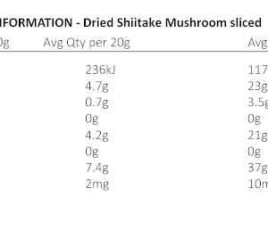 Dried Shiitake Mushroom slices 100g - Concentrated nutrition