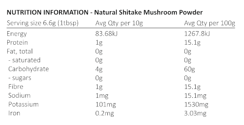 Natural Shiitake Mushroom powder - Concentrated nutrition